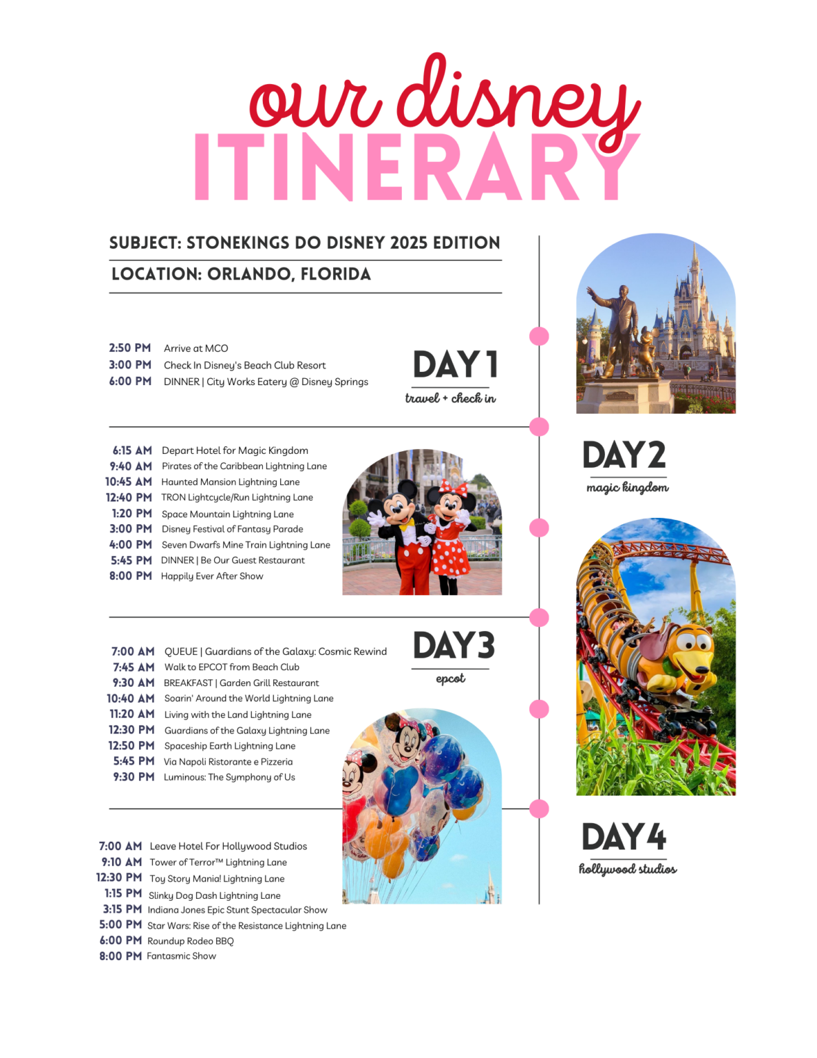 our 2025 official disney itinerary, recap and Q+A | Hello! Happiness