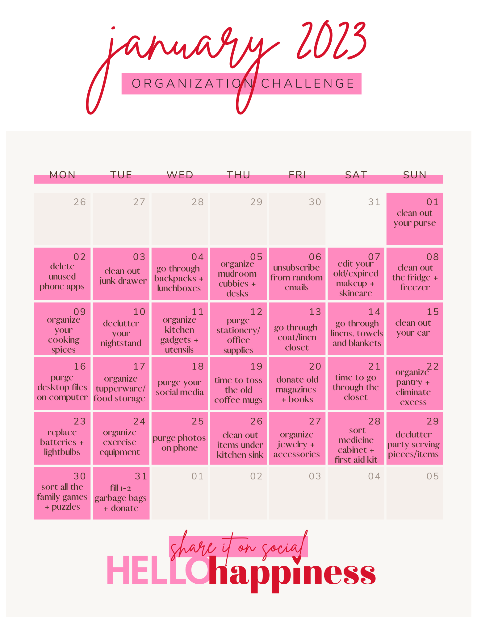The 2023 January Organization Challenge | Hello! Happiness